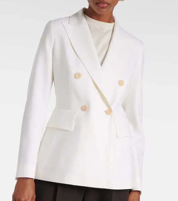 Max Mara Osanna Virgin Wool Gabardine Blazer - White