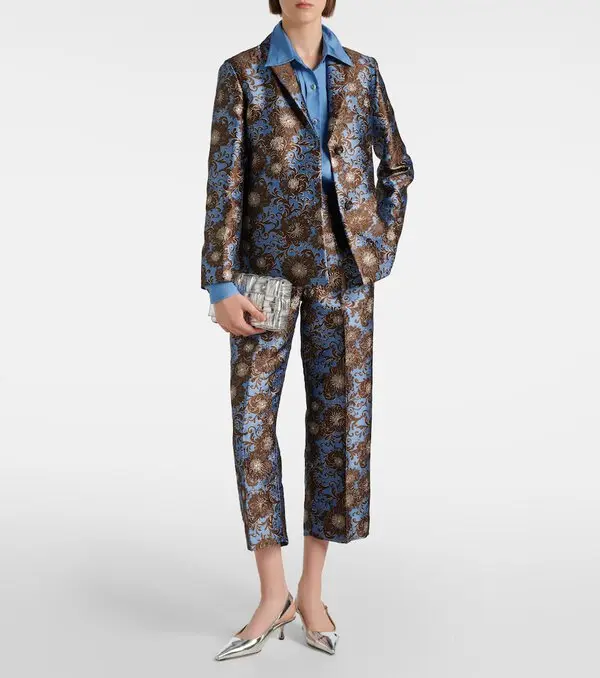 Max Mara Elio Floral Jacquard Straight Pants