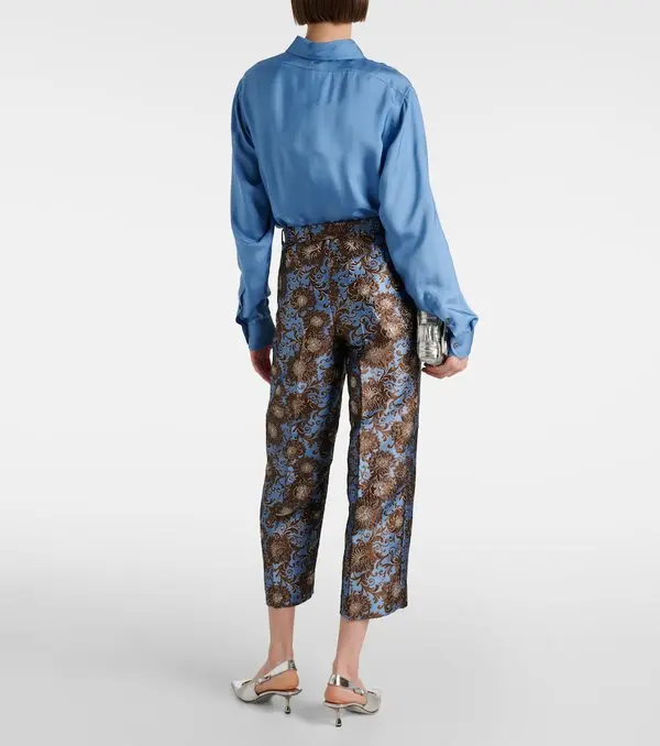 Max Mara Elio Floral Jacquard Straight Pants