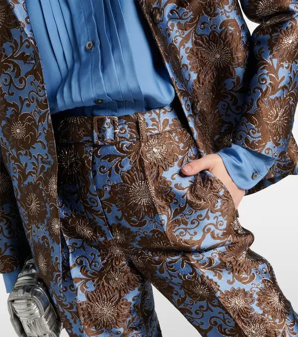 Max Mara Elio Floral Jacquard Straight Pants