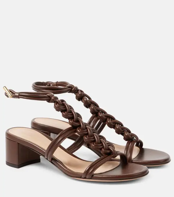 GIANVITO ROSSI Capua 45 Leather Sandals - Brown