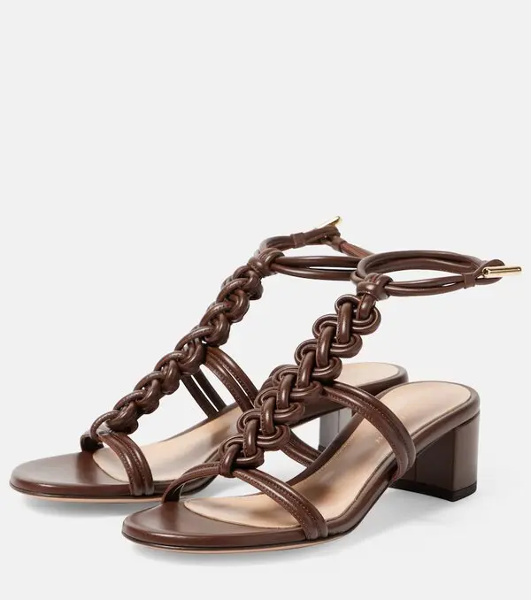 GIANVITO ROSSI Capua 45 Leather Sandals - Brown