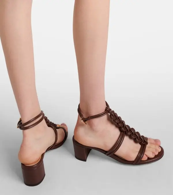 GIANVITO ROSSI Capua 45 Leather Sandals - Brown