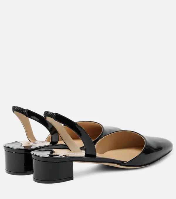 Manolo Blahnik Aspro 30 Patent Leather Slingback Pumps - Black
