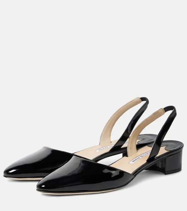 Manolo Blahnik Aspro 30 Patent Leather Slingback Pumps - Black