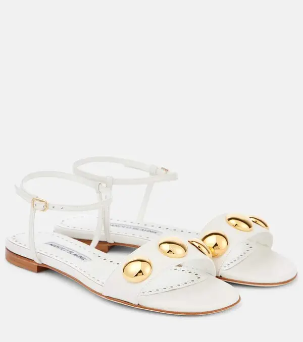 Manolo Blahnik Embellished Leather Sandals