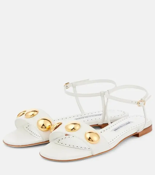 Manolo Blahnik Embellished Leather Sandals