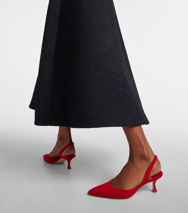 Manolo Blahnik Carolyne Gala Suede Slingback Pumps - Red
