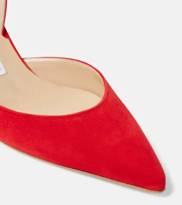 Manolo Blahnik Carolyne Gala Suede Slingback Pumps - Red