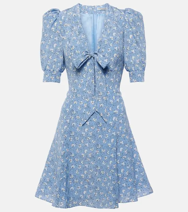 Alessandra Rich Bow-detail Printed Minidress - Blue
