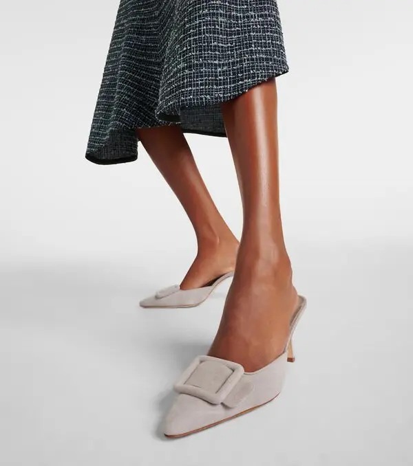 Manolo Blahnik Maysale 70 Suede Mules