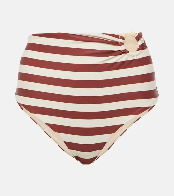 Johanna Ortiz Striped High-rise Bikini Bottoms - Multicoloured
