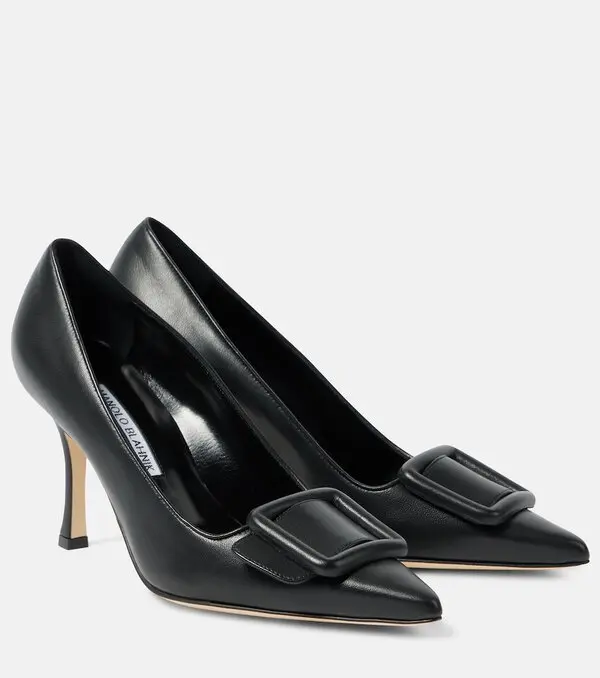 Manolo Blahnik Maysale 70 Leather Pumps - Black