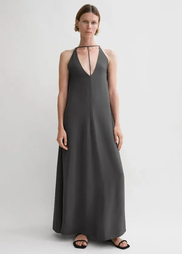 white christmas dresses Satin slip dress black – TOTEME main image 1