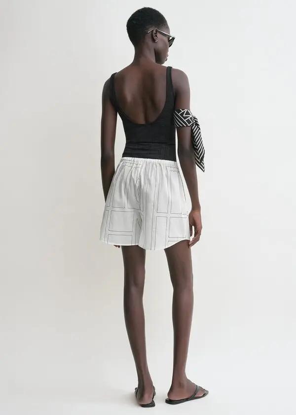 TOTEME Monogram Cotton Pajama Shorts - White