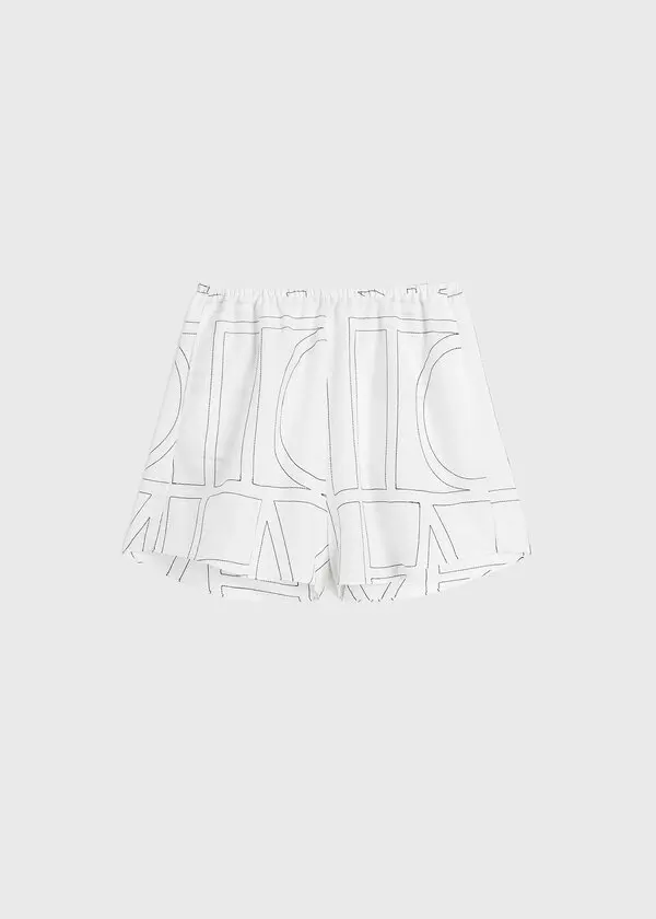 TOTEME Monogram Cotton Pajama Shorts - White