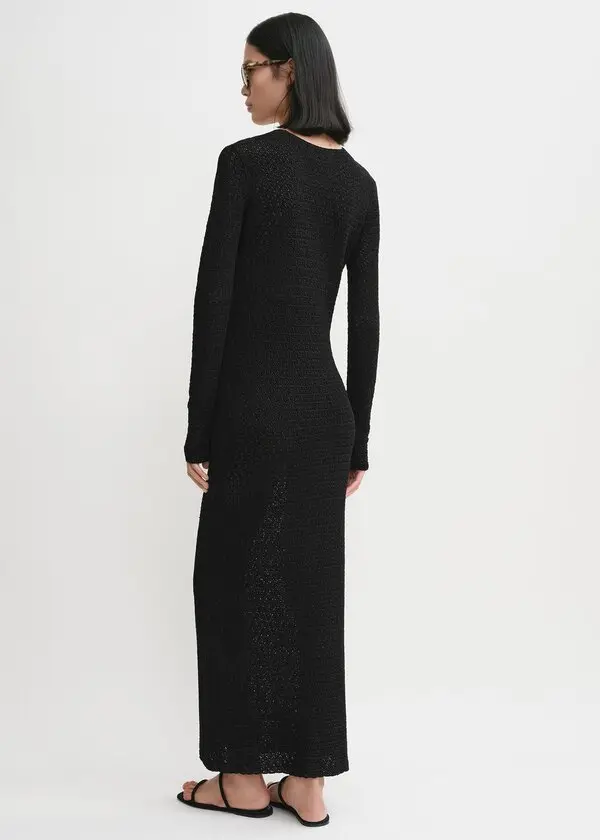 toteme crochet dress Toteme Long-Sleeve Crochet Dress In Black