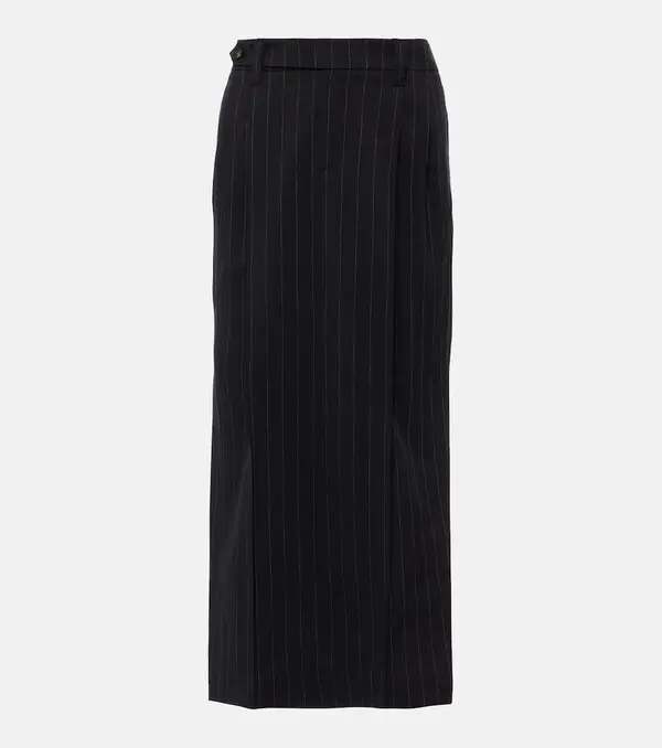 Brunello Cucinelli Pinstripe Midi Skirt - Black