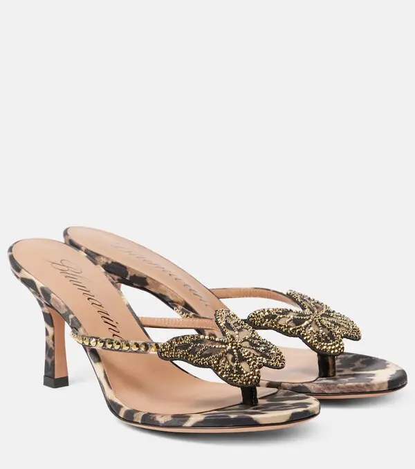 Blumarine Butterfly 75 Leopard-print Sandals