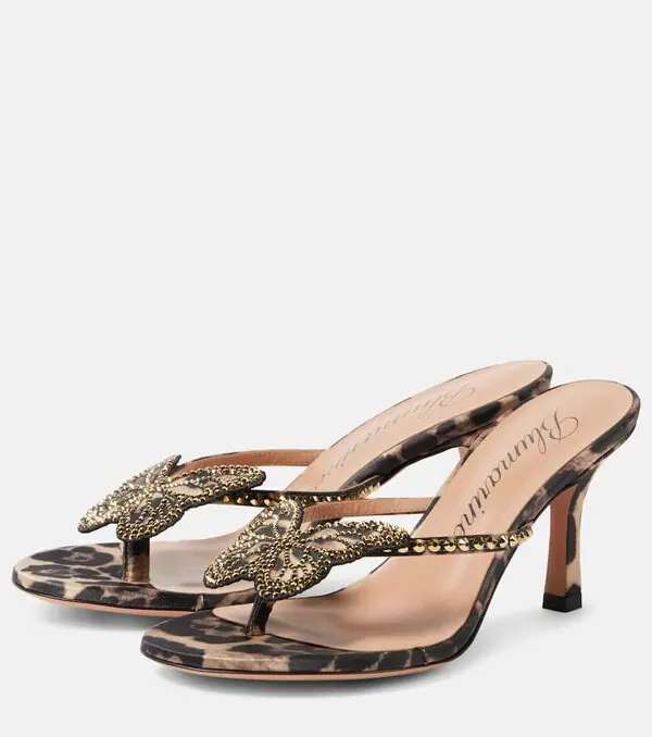 Blumarine Butterfly 75 Leopard-print Sandals