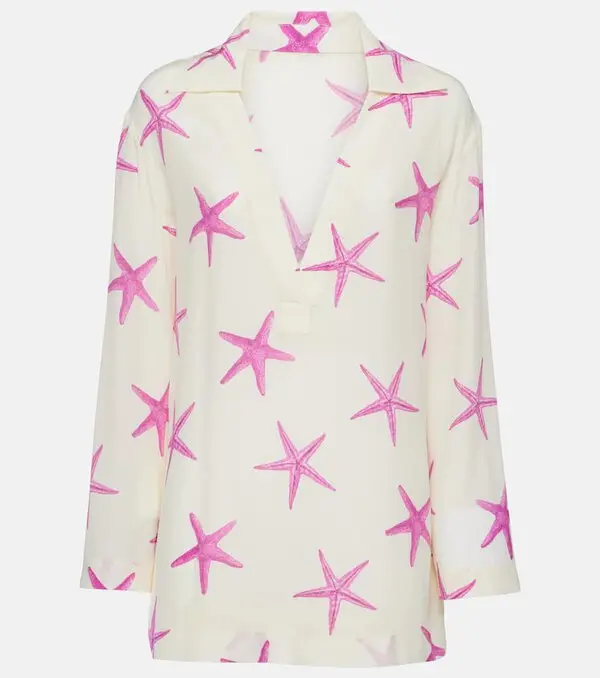 Valentino Garavani Printed Silk Shirt - White