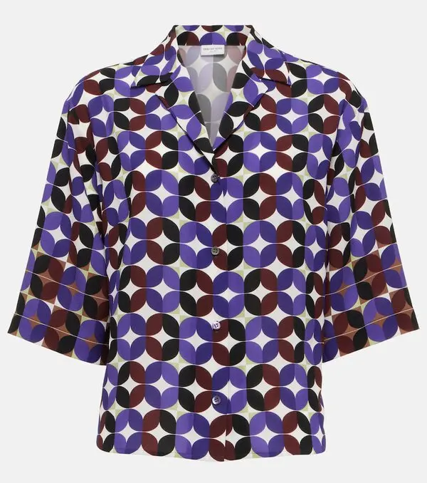 Dries Van Noten Printed Cr�pe Bowling Shirt