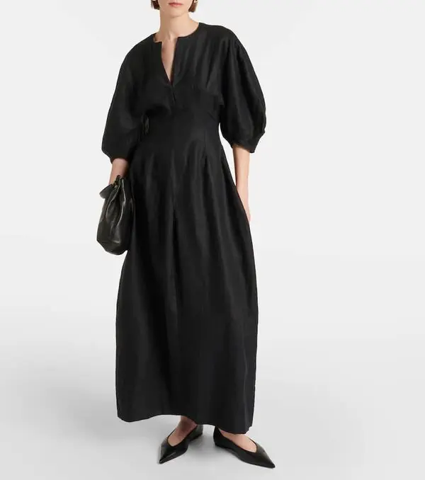 Faithfull The Brand Soleil Linen Maxi Dress In Black - 30% Off |  Editorialist