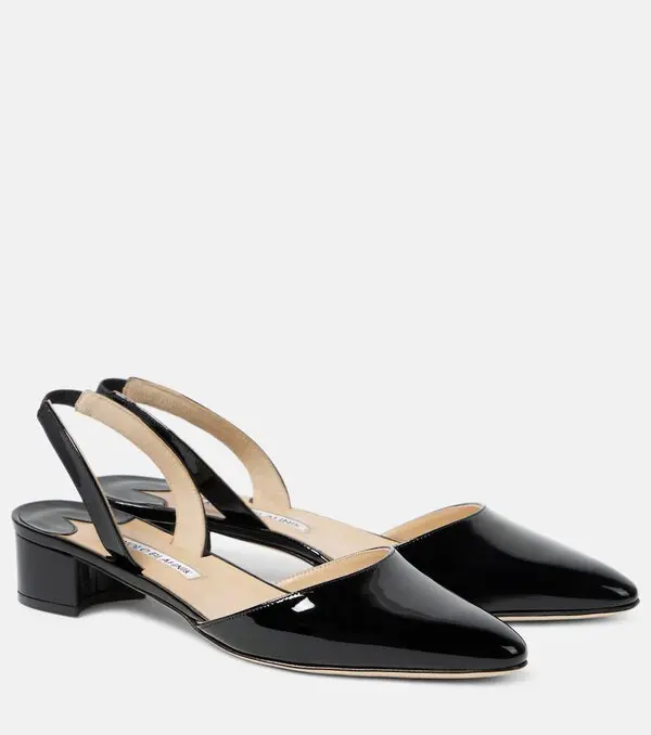 Manolo Blahnik Aspro 30 Patent Leather Slingback Pumps - Black