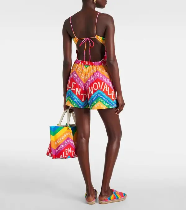 Valentino Garavani Logo High-rise Silk Shorts