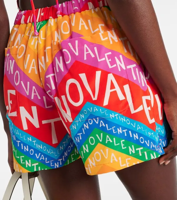 Valentino Garavani Logo High-rise Silk Shorts