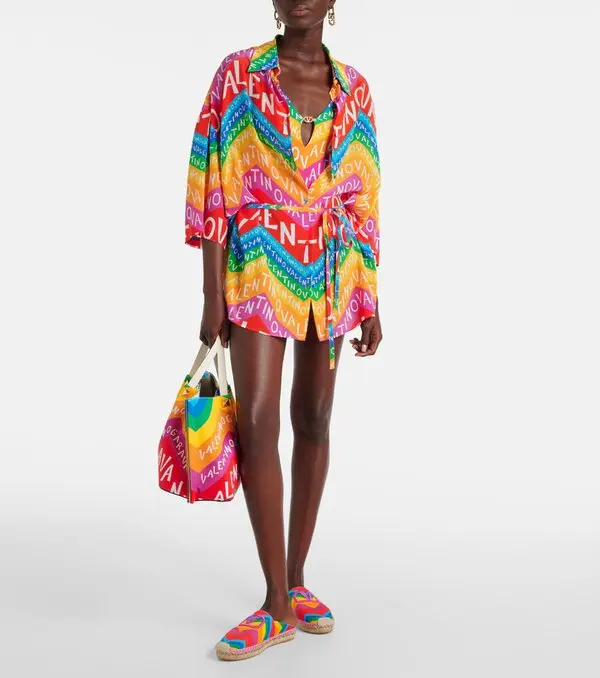 Valentino Garavani Logo Silk Shirt Dress