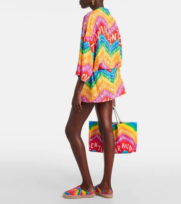 Valentino Garavani Logo Silk Shirt Dress