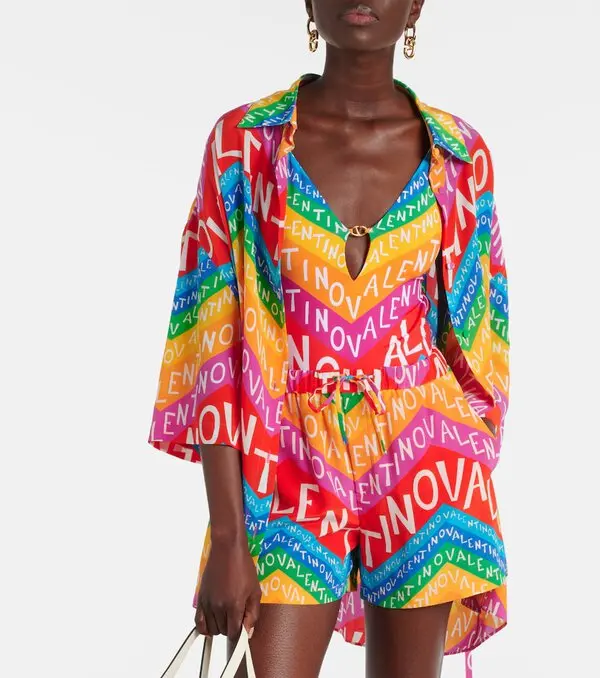 Valentino Garavani Logo Silk Shirt Dress
