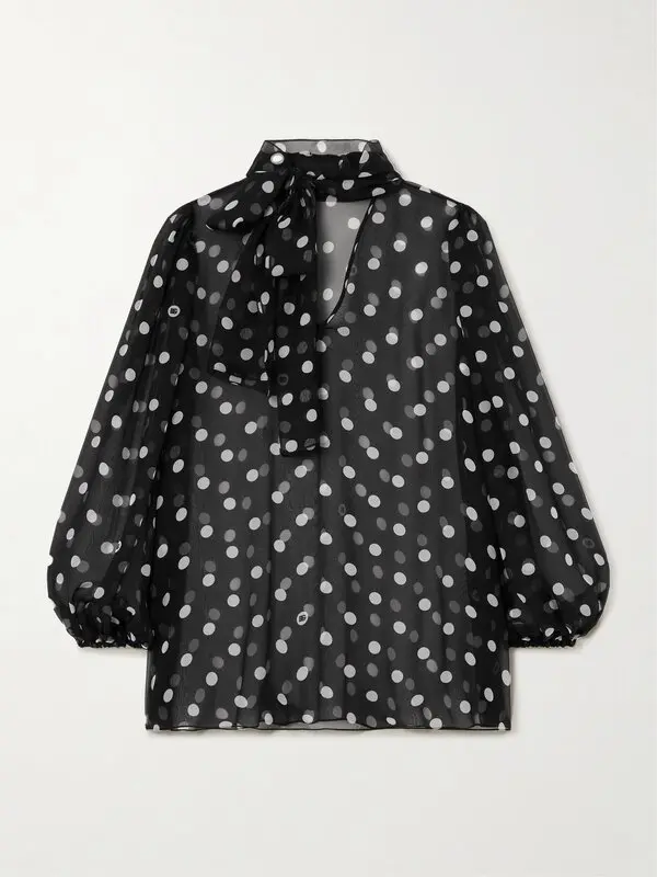 Dolce & Gabbana Pussy-bow Polka-dot Blouse