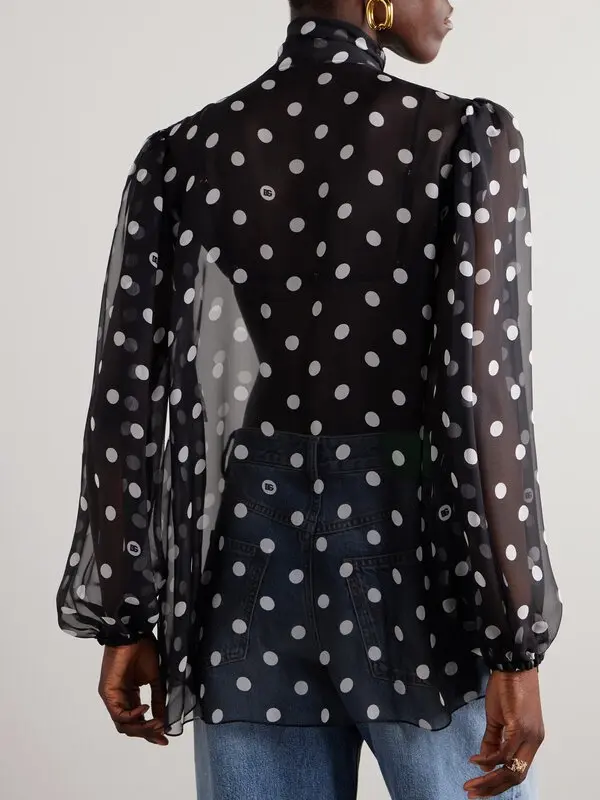 Dolce & Gabbana Pussy-bow Polka-dot Blouse