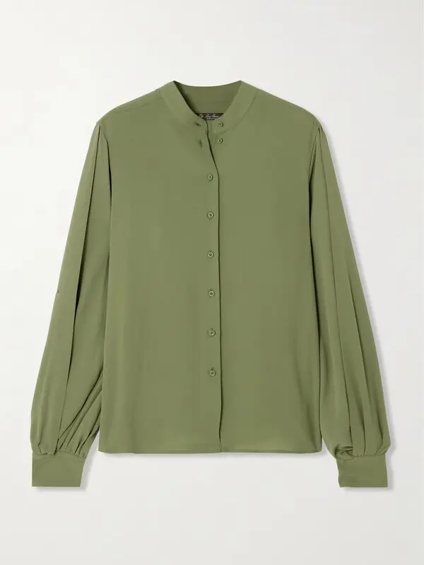 Loro Piana Sheryl Silk-crepe Blouse - Green