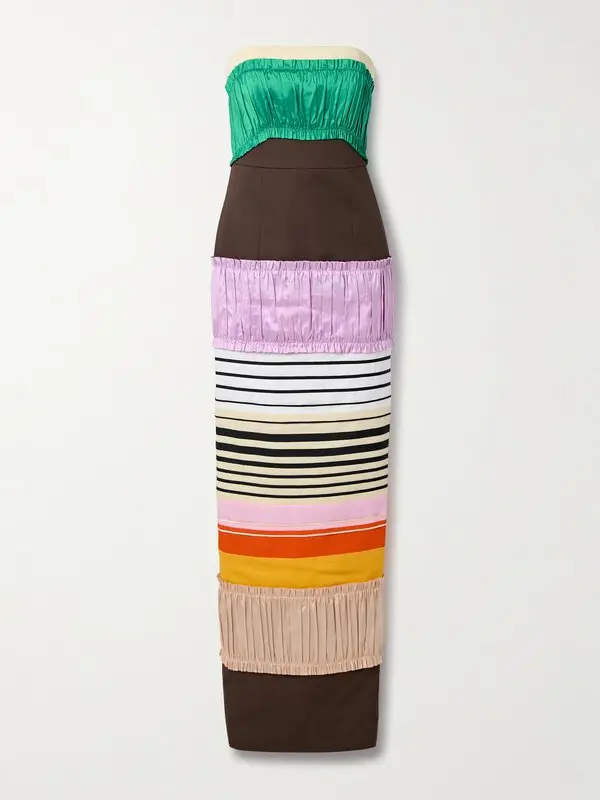 Christopher John Rogers Strapless Grosgrain-trimmed Canvas Gown
