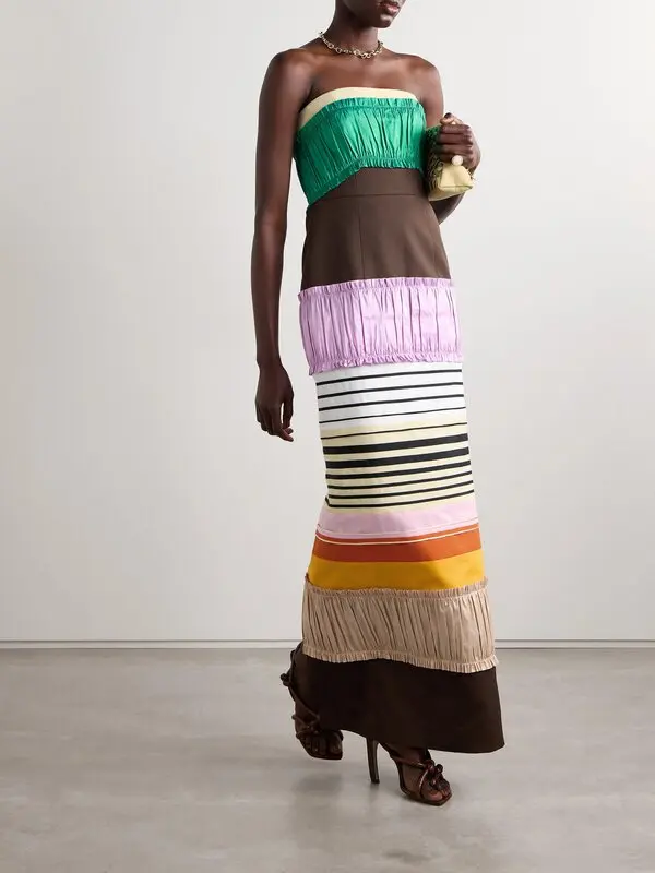 Christopher John Rogers Strapless Grosgrain-trimmed Canvas Gown