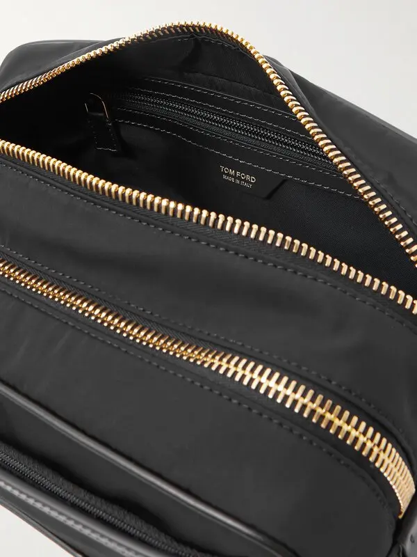 TOM FORD Leather-trimmed Shell Wash Bag