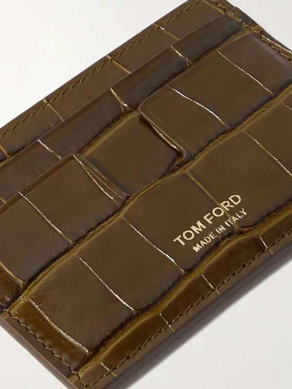 Tom Ford Croc-Effect Leather Cardholder In Brown - 40% Off