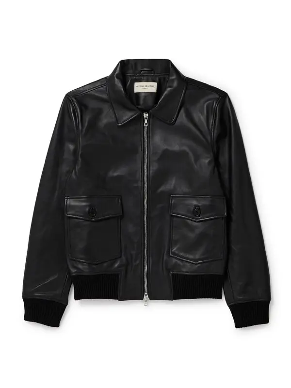 Officine Générale Gianni Leather Bomber Jacket
