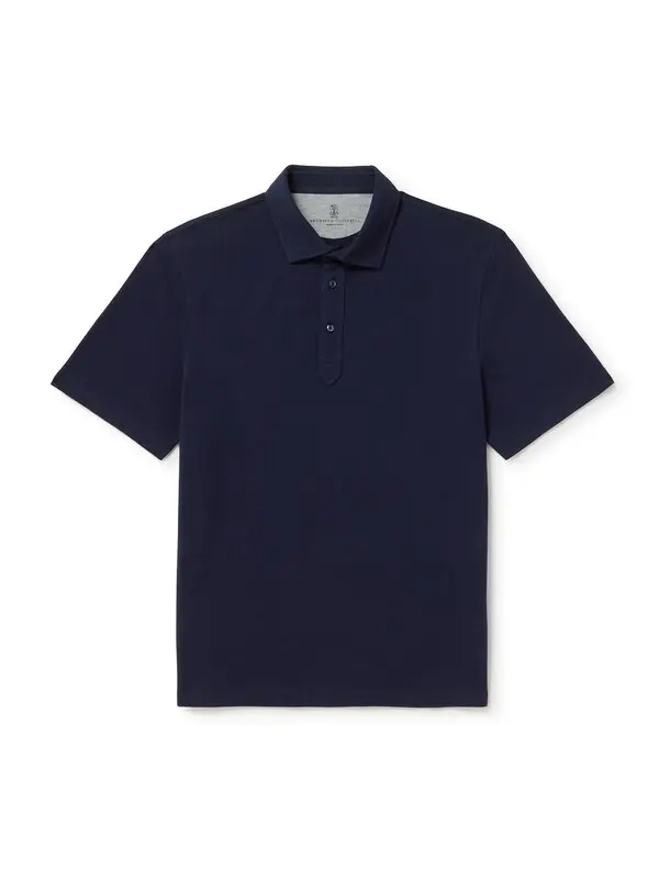 Brunello Cucinelli Cotton-piqué Polo Shirt - Blue