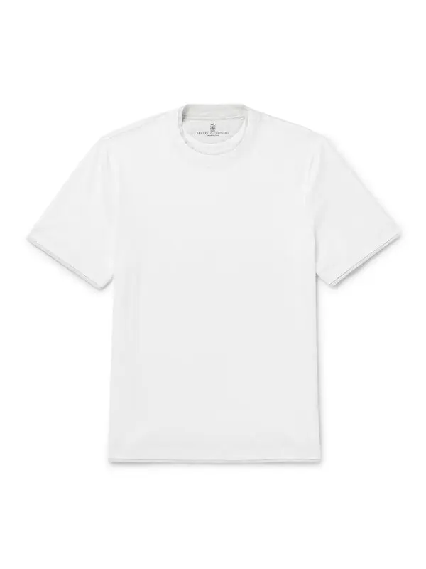 Brunello Cucinelli Layered Cotton-jersey T-shirt - White