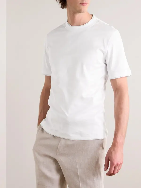 Brunello Cucinelli Layered Cotton-jersey T-shirt - White