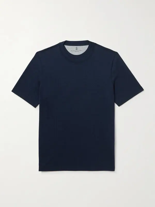 Brunello Cucinelli Silk And Cotton-blend Jersey T-shirt - Blue