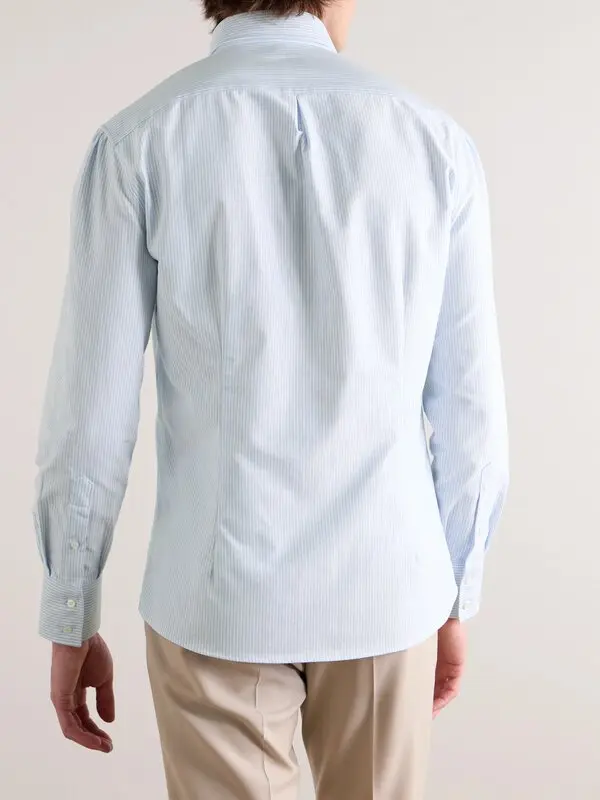 Brunello Cucinelli Button-down Collar Striped Cotton Oxford Shirt
