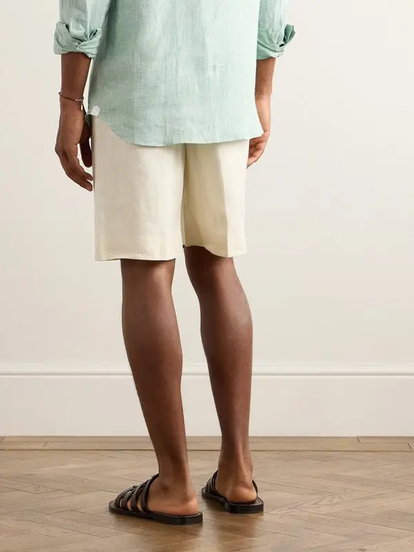 Zegna Straight-leg Oasi Linen Shorts - Neutrals