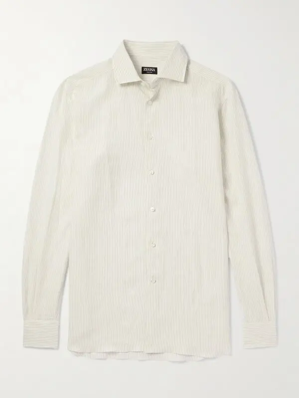 Zegna Striped Oasi Linen Shirt - Neutrals