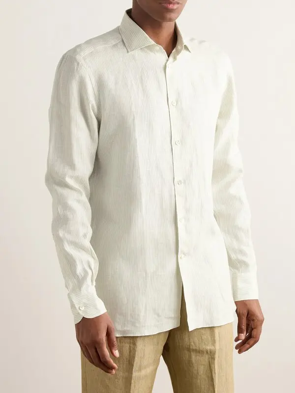 Zegna Striped Oasi Linen Shirt - Neutrals