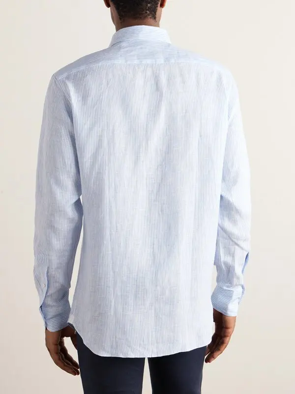 Zegna Striped Oasi Linen Shirt - Blue